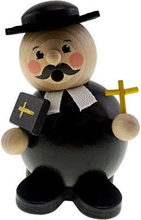 Hess Holzspielzeug 40011 - Kugelr&auml;uchermann aus Holz, Pastor, ca. 12 cm, Dekoration f&uuml;r die Advents- und Weihnachtszeit aus dem Erzgebirge