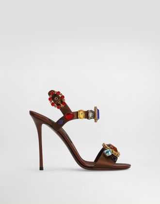 Dolce & Gabbana Satin And Patent Leather Keira 2.0 Sandals With Embellishments - Frau Sandalen Und Wedges Multicolor 38.5