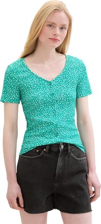 Tom Tailor Damen Basic Blusenshirt mit Muster, green minimal print, M