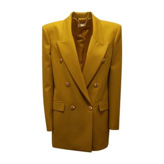 Elisabetta Franchi Gi-128-51E2 Double-Breasted Jacket - - Jackets - Damen - Gelb - L
