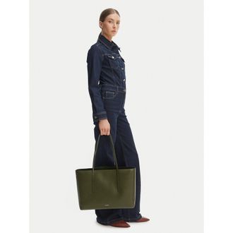 Calvin Klein Handtasche Calvin Klein Foil Logo Tote W/Pouch LV04F3274G Gr&uuml;n