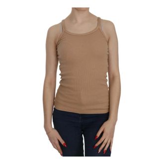 Pink Memories Femme, Tops, Beige, Taille: 42 FR D&eacute;bardeur beige &agrave; bretelles spaghetti