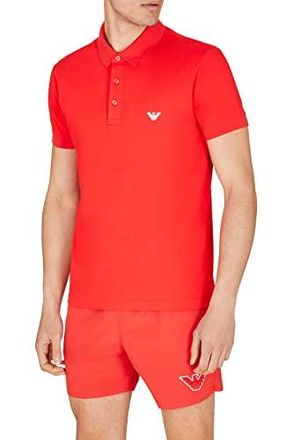 Emporio Armani Polo &agrave; Manches Courtes avec Logo brod&eacute; pour Homme, Rouge Rubis