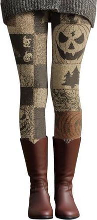 Generic Legging Halloween Femme 2025 Fitness Pantalon De Yoga Contrôle du Ventre Taille Élastique Costume Motif Éclaboussures De Sang Pants Anti-Cellulite pou