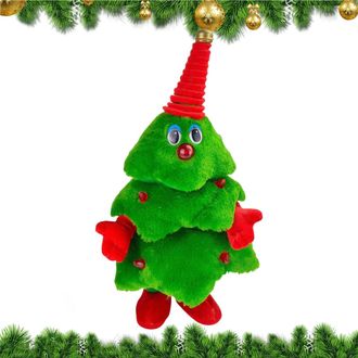 Generico Elektrischer Pl&uuml;sch-Weihnachtsbaum: Spielzeug, LED-Beleuchtung, Cartoon-Design, interaktive Dekoration f&uuml;r Weihnachten, f&ouml;rdert Freude und Stimmung, S