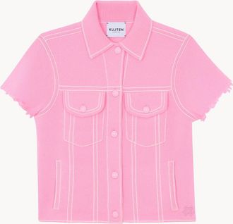 Kujten Veste cachemire courte jacquard denim, 4 fils - Veste Jessinda