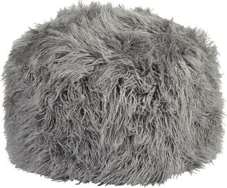 Beliani Beliani - Pouf Grau aus Kunstfell 50 x 50 x 30 cm Quadratisch mit eps Perlen Füllung Flauschig Hocker Wohnaccessoire für Wohnzimmer Schlafzimmer Flur