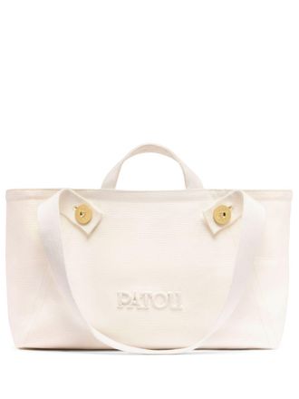 Patou grand sac cabas en toile &agrave; logo - Blanc