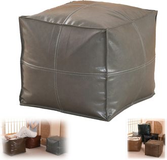Generic F&uuml;llbare Kissentasche, Ungef&uuml;llter Kissenpouf, PU, Aufbewahrungsl&ouml;sung, wasserdichte Fu&szlig;st&uuml;tze for Wohnzimmer und Schlafzimmer-45x45x40cm(Light Gray)