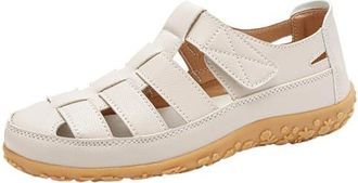 Generic Sandales dété décontractées à bout fermé pour femme - Semelle souple et confortable - Sangle de cheville - Chaussures de plage en cuir décontractées -