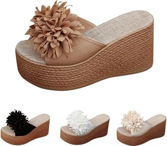 Generic Sandales compens&eacute;es &agrave; plateforme pour femme - Bout ouvert - R&eacute;tro - Antid&eacute;rapantes - Confortable - Coussin &eacute;pais - R&eacute;duit le stress sur les pieds, les