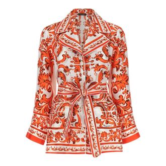 Dolce & Gabbana Maiolica Print Fein-Seidenhemd (Vanity Modell) - - Jackets - Damen - Mehrfarbig - S