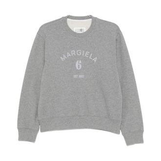 Maison Margiela Logo-Print Baumwoll-Sweatshirt - - Sweatshirts & Hoodies - Damen - Grau - M