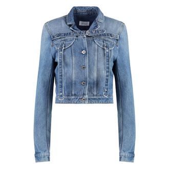 Off-white Cropped Jeansjacke mit Schulterpolstern - - Jackets - Damen - Blau - S