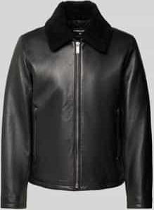 Strellson Regular Fit Lederjacke mit Lammfell-Kragen Modell MONTY