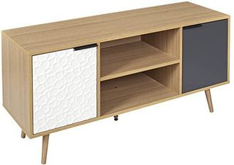The Home Deco Factory HD7145 TV-Möbel, Aufbewahrung, mit Fach, skandinavisch, Holz, Weiß, Anthrazit-Grau
