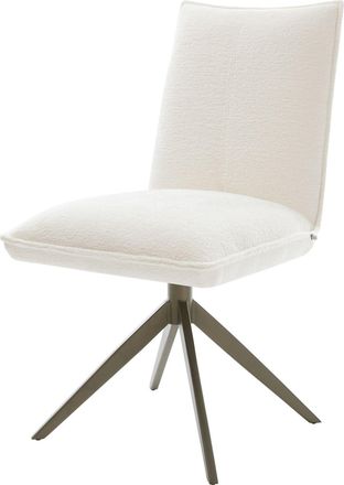 DELIFE Esszimmerstuhl Lelio-Flex Kreuzgestell breit Effektfinish Titan Boucl&eacute; Soft Beige 360&deg; drehbar Wippfunktion Taschenfederkern