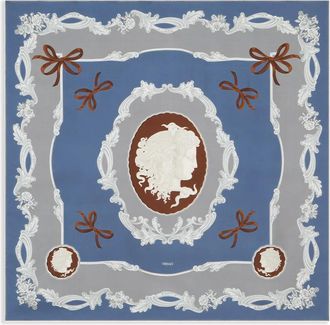 Versace grand foulard Cameo en soie - Bleu
