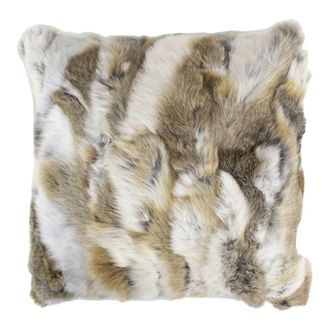 Mars & More Hasenfell Kissen (braun/weiß/gemischt, 40x40cm, echtes Kaninchenfell