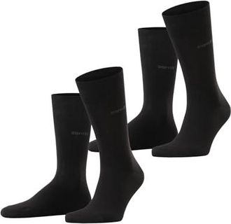 Esprit Basic Easy Multipack M So coton unies lot de 2 paires, Chaussettes Homme, Noir Black 3000, 39-42