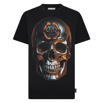 Philipp Plein Round Neck T-Shirt Lava Skull - - Tops - Herren - Schwarzk - XL