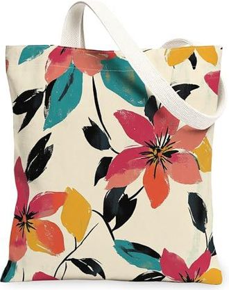 Generic Sac fourre-tout en toile pour le shopping 33 x 38 cm, sac d&eacute;picerie r&eacute;utilisable vintage r&eacute;tro pour femme, esth&eacute;tique, plage, peinture esth&eacute;tique, d&eacute;c