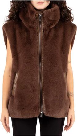 Pinko Pinko, Femme, Vestes, Brun, Taille: 38 FR Gilet