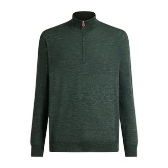 Kiton Seide Kaschmir Leinen Polo Neck Top - - Knitwear - Herren - Gr&uuml;n - L