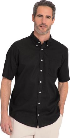JP1880 Herren Leinenmixhemd, Halbarm Hemd, Schwarz, 5XL EU
