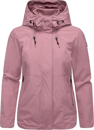 Ragwear Damen leichte wasserdichte und atmungsaktive &Uuml;bergangsjacke Sommerjacke kurz mit verstellbarer Kapuze Sunniva A YOUMODO Dusty Pink Gr. L
