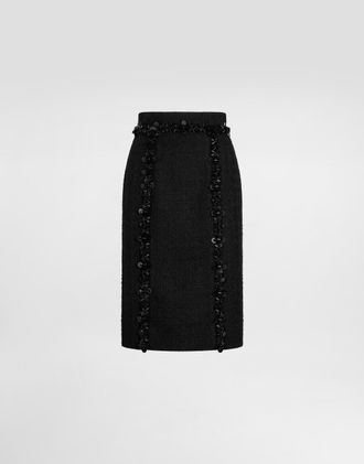 Dolce & Gabbana Schlauchrock Aus Flechtgewebe In Stretchqualität - Frau Röcke Schwarz 50