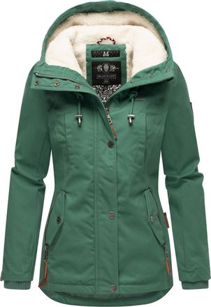Marikoo Damen Winterjacke mit Teddyfell-Innenfutter & Kapuze