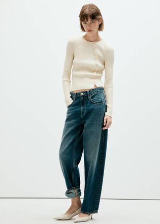 Mango Cardigan asym&eacute;trique c&ocirc;tel&eacute; &eacute;cru - Femme - XS - MANGO