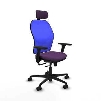Piqueras y Crespo Ergonomischer Arbeitsstuhl mit 3D-Armen, h&ouml;henverstellbare Lendenwirbelst&uuml;tze und h&ouml;henverstellbares Kopfteil, Blau/Violett