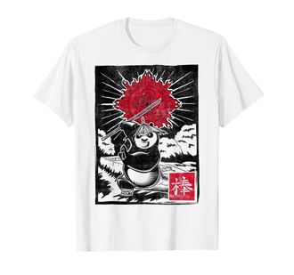 Kung Fu Panda Holzschnitt-Poster Kung Fu Panda Master Po in Action-Pose T-Shirt