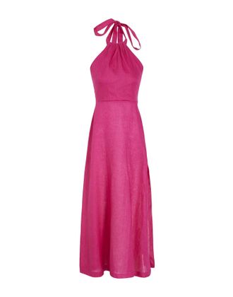 8 by YOOX LINEN HALTER LONG DRESS