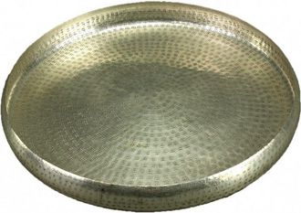 Beauty.Scouts Tablett Adlon versilbert, geh&auml;mmert, Antique 38,5cm Durchmesser Silbertablett Dekorationstablett Kerzentablett Dekotablett