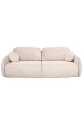 CARRYHOME Schlafsofa, Creme, Textil, 2-Sitzer, F&uuml;llung: Silikon,Silikon, 222x90x100 cm, Liegefunktion, Schlafen auf Sitzh&ouml;he, R&uuml;cken echt, Wohnzimmer, Sofas & C
