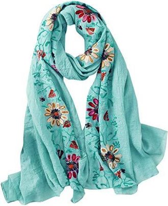 Generic ÉCharpe Femme Echarpe Hiver BrodéEs Pour ChâLes En Pashmina Foulards Bandana à Motifs Floraux Basiques Classique