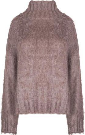 Roberto Collina Femme, Pulls, Brun, Taille: 38 FR Pull Col Roul&eacute; en Soie