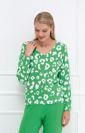 Passioni Strickpullover mit abstraktem Leopardenmuster
