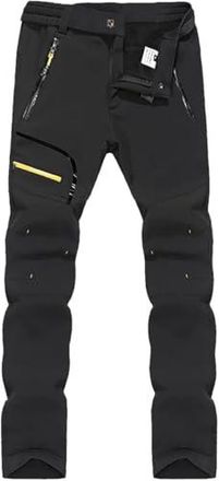 Generic Pantalon de ski imperm&eacute;able pour homme avec doublure en polaire thermique et poches zipp&eacute;es, Noir, XXL