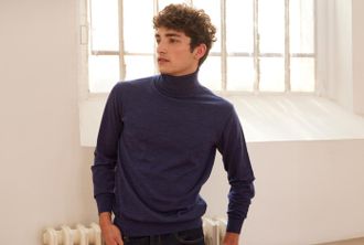 Bexley Emerinos - Pull homme bleu foncé chiné