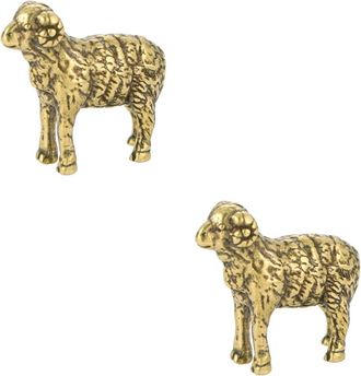 Yarnow 2stücke Messing Schaf Figurine Vintage Tisch Ornament Für Zuhause Büro Und Auto Dekorative Schaf Statue Aus Hochwertigem Messing Mit Glatter Oberfläch