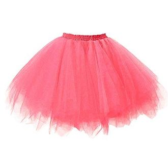 Generic Jupes en tulle multicouches pour fille - Jupe en maille - Taille haute - Style classique - Princesse - Costume de f&ecirc;te, rose, taille unique