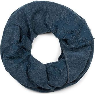 styleBREAKER Écharpe tube unisexe avec texture structurée et élimée, style vintage et effet usé, snood, foulard 01016191, couleur:Bleu