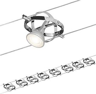 Paulmann 94153 Seilsystem Set Cardan max. 8x10W GU5,3 dimmbar Metall Seilsystem Seilleuchte Seillampe LED ohne Leuchtmittel