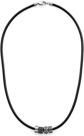 s.Oliver Herren Necklace - Halskette aus Echtleder - IP Schwarz - Textilband 50 cm - wasserfest & hautfreundlich