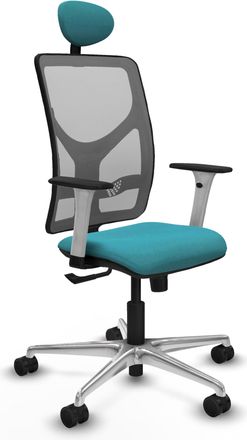 Piqueras y Crespo Computerstuhl mit wei&szlig;en und schwarzen Armlehnen, h&ouml;henverstellbarer Lendenwirbelst&uuml;tze und festem Kopfteil, ausgestattet mit 3 Positionen, Grau/T&uuml;rki