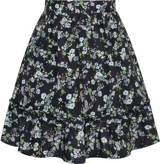 Belle Poque Mini jupe vintage à imprimé floral pour femme - Taille haute - Jupe patineuse trapèze, Noir/violet/floral, L